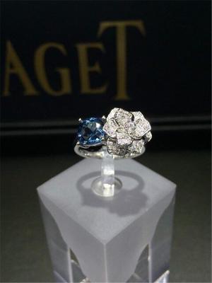China Piaget full diamonds tanzanite rose  ring of 18kt gold  with white gold for sale