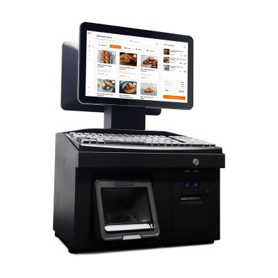 China 14Inch Dual Touch Screen Windows7 Pos Cash Register i3 Cpu 4+64GB Desktop POS Terminal with Printer,Keyboard,Scanner for sale