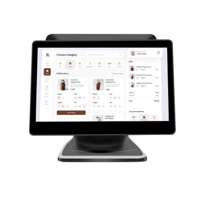 China 13.3/15.6Inch Dual Touch Screen POS System I3 Windows System Retail Store POS Terminal with Foldable Base for sale