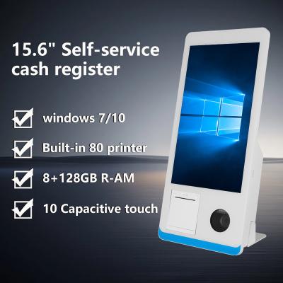 China Supermarket Checkout All-in-one Touch Screen Cash Register 15.6inch Self-Service Kiosk POS Terminal with NFC QR Payment for sale