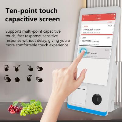 China Supermarket Checkout All-in-one Touch Screen Cash Register 15.6inch Self-Service Kiosk POS Terminal with NFC QR Payment for sale