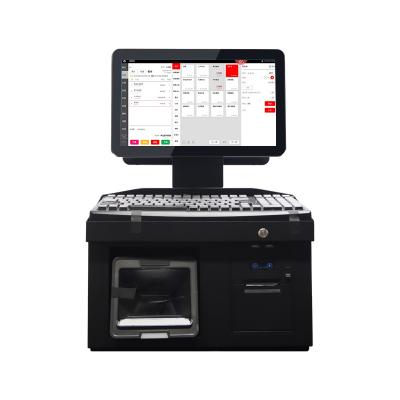 China 14-Inch Dual Screen POS System Thermal Transfer Printer Technology for Android Win7/10 All-in-One POS Terminal for sale