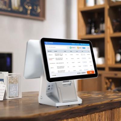 China Capacitive Touch Dual Screen All in One Pos Systems for Restaurants Wifi Cash Register and 32GB Hard Disk Capacity for sale
