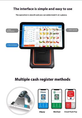 China Retail Restaurant Billing Machine 15.6 inch Dual Screen POS System with Windows Operating System and Android POS for sale