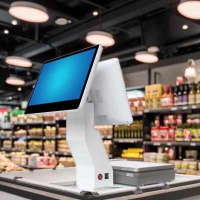 China 15.4 Inch Dual Screen Windows Touch All in One Scale Weighing POS Supermarket Hotel's Ultimate POS Solution with WIFI/BT for sale