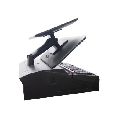 China OEM ODM 15.6Inch Dual Screen Windows7 Pos Cash Register N2840 Cpu 2+32GB Desktop POS Terminal with 58mm Printer,Keyboard for sale