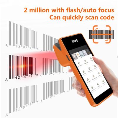 China 5.45Inch Portable Handheld Pos Machine Smart NFC Mobile Payment Terminal Orange Pos System with Camera Printer for sale