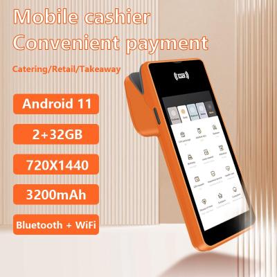 China 5.45Inch Portable Handheld Pos Machine Smart NFC Mobile Payment Terminal Orange Pos System with Camera Printer for sale