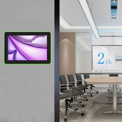 China wall mounted 8inch touch screen IPS rockchip business android tablet pc LED light bar POE NFC for conference room booking for sale