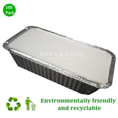 China Rectangular Aluminum Pans with Lids, 100 Pack Aluminum Disposable Pans, Roasting Pans for Ovens, Chafing Pans with Lids for sale