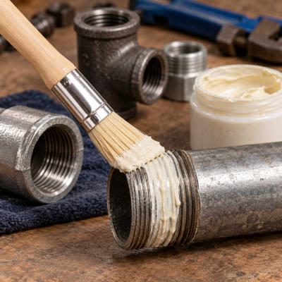 China Durable Aluminium Ferrule Flux Brush Wooden Handle for Pipe Thread Application for sale