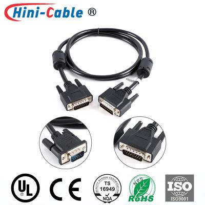 China D-SUB 15 Pin Cable Male 28AWG com os anéis do ímã antiparasitários à venda