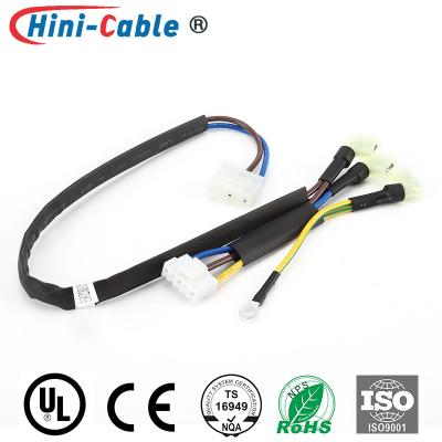 China Flagge mit den Verschluss-Stecker-Frühlings-Anschlüssen, zum des Leistungsaufnahme-Kabelbaums zu verdoppeln CJT Pitch3.96mm 5Pin und Ring Terminal Wechselstroms zu verkaufen