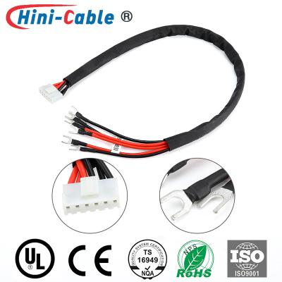 China JST Pitch3.96mm 6Pin aos terminais da pá com conjunto de chicote de fios principal do fio das saídas de potência do tubo do psiquiatra do calor à venda