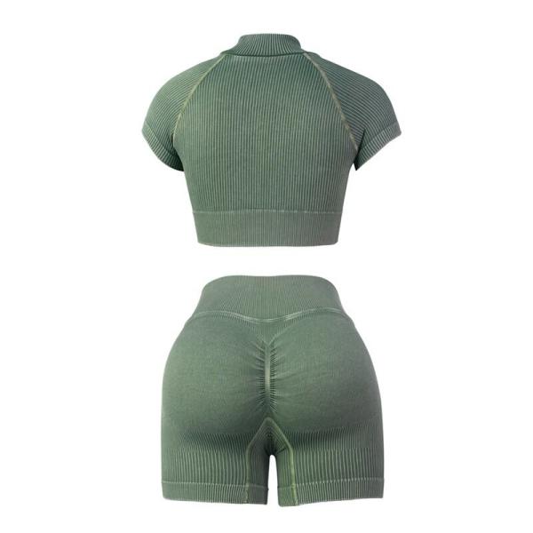 Quality Notched Collar Women Yoga Set Sports Clothing Tights Sportswear Workout Clothes Gym Shorts Suit for sale