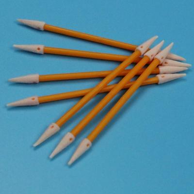 China TX750 Double Ended Mini Sponge Swab Compressed Small Cleanroom Detail Foam Swab met Orange Stick Te koop