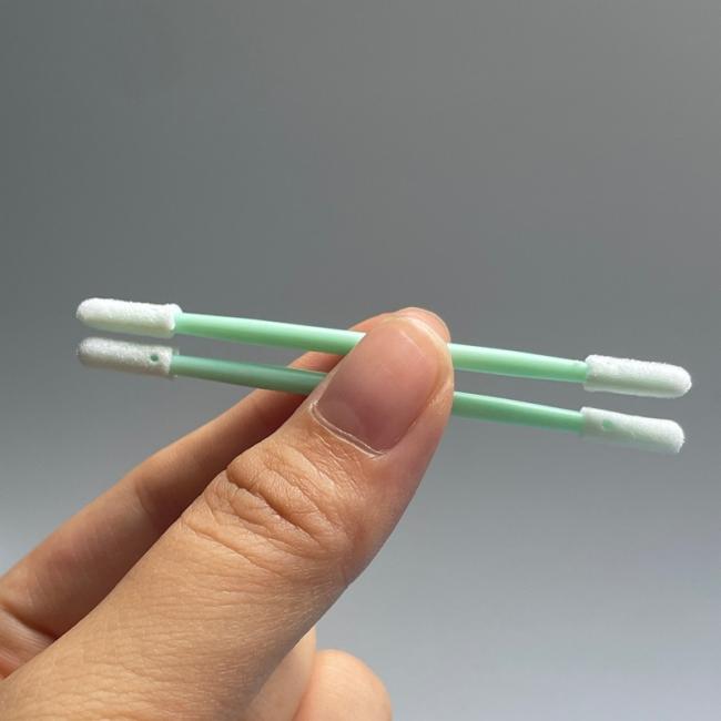 Close-up of 71mm dual round foam tip cleaning swabs