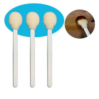 China Disposable White PP Stick Circular Sponge Stick Medical Round Foam Swab Applicator with Total Length 108mm for sale