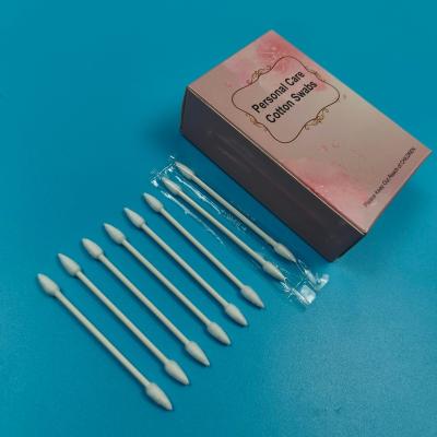 China 4.5mm Biodegradable Paper Stick Double Ended Pointed Qtips Makeup Removing Cotton Bud Swab for Personal Care for sale
