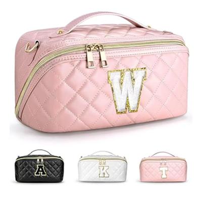 PU Diamond lattice letter makeup bag Multi-functional waterproof toiletry bag