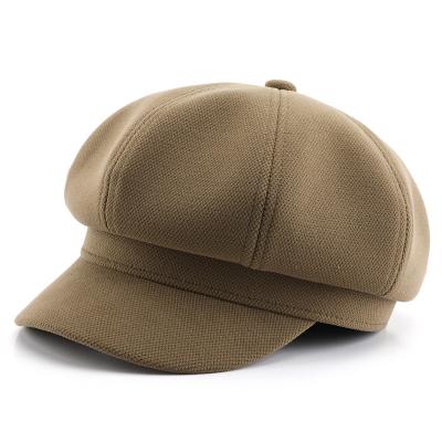 China Brushed Fabric Plain Color Beret Outdoor Warm Protection Octangle Caps for sale