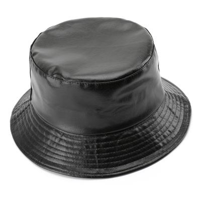 China Personality Classical Plain color PU Bucket Cap Outdoor Fishing Cap for sale