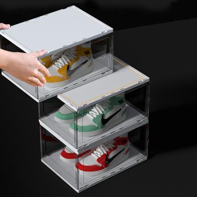 China Transparent Dustproof Plastic Folding Shoe Rack Thickened Fabric Storage Box Drawer Type Sorting Device PP Fabric Shoe Cabinet for sale