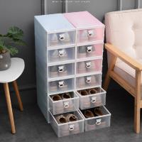 China Dustproof Drop Front Plastic Shoe Boxes Transparent Pull Out Organizer Durable Storage Space Saver for Dorms for sale