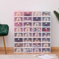 China Dustproof Drop Front Plastic Shoe Boxes Transparent Pull Out Organizer Durable Storage Space Saver for Dorms for sale