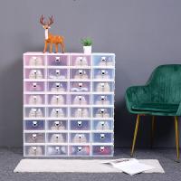 China Dustproof Drop Front Plastic Shoe Boxes Transparent Pull Out Organizer Durable Storage Space Saver for Dorms for sale