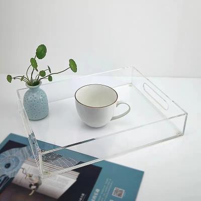 China Factory Custom Classic Acrylic Tray for Hotel Club Cup Teacup Square Storage Single Tier for Kitchen Food and Bathroom Tools for sale