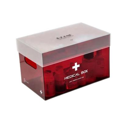 China High Quality Large Capacity Custom Acrylic Medical Box Modern Rectangle Design Double Storage Medical Box for sale