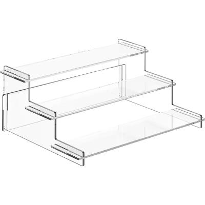 China Custom Transparent Acrylic 3-Layer Cake Ladder Standing Type Perfume Party Dessert Storage Display Rack for sale