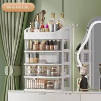 China Hot Sell Light Luxury Multi-layer Partition Classification Desktop Dustproof Plastic Storage Box Cosmetics Storage Container for sale