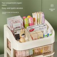 China Hot Sell Light Luxury Multi-layer Partition Classification Desktop Dustproof Plastic Storage Box Cosmetics Storage Container for sale