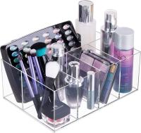 China Custom Clear Acrylic Makeup Organizer Box Rectangle Divided Storage Container for Cosmetics Multifunctional for sale
