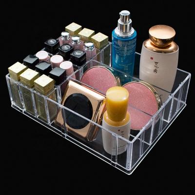 China Multifunctional Acrylic Lipstick Nail Polish Rack Clear Beauty Skincare Desktop Storage Box with Injection Technics for sale