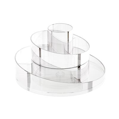China Cosmetic Storage Box Transparent Desktop Rotatable Makeup Brush Storage Tube Home Dressing Table Skin Care Products Storage Rack for sale