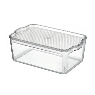 China Hot Sale Customizable Stackable Clear Leakproof Food Fresh-Keeping PET Refrigerator Storage Box for Home Kitchen for sale