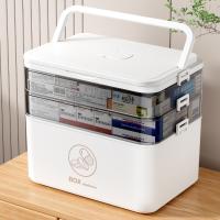 China Plastic Multi Layer Grid Large Capacity Portable Handle First Aid Box for Home for sale