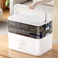 China Plastic Multi Layer Grid Large Capacity Portable Handle First Aid Box for Home for sale