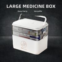 China Plastic Multi Layer Grid Large Capacity Portable Handle First Aid Box for Home for sale