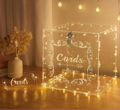 China Premium Acrylic Wedding Card Box with Lock Clear Durable Eco Friendly Modern Design for Wedding Reception Decor for sale