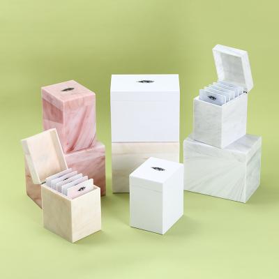 China Factory Wholesale Acrylic Marble Eyelash Storage Box Grafting Dust-proof Flip-type Display Cosmetic Storage Box for sale
