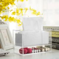 China Customizable Pull-Out Double-Layer Acrylic Storage Box Multi-Functional Desktop Tissue Organizer for Home Office for sale