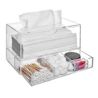 China Customizable Pull-Out Double-Layer Acrylic Storage Box Multi-Functional Desktop Tissue Organizer for Home Office for sale