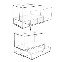 China Customizable Pull-Out Double-Layer Acrylic Storage Box Multi-Functional Desktop Tissue Organizer for Home Office for sale