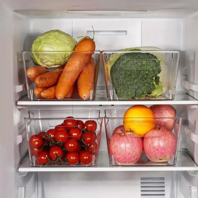 China Clear Plastic Stackable Storage Bins Rectangular Produce Organizers for Fridge Kitchen Pantry Transparent Fruit Vegetable Basket for sale