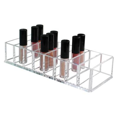 China Transparent Acrylic Eyeshadow Tray 8-Cell Rectangular Desktop Organizer for Lip Gloss Contact Lenses Powder Makeup Storage for sale