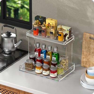 China 2 Tier Acrylic Corner Storage Rack for Bathroom Counter Organizer Makeup Perfume Stand Holder for sale